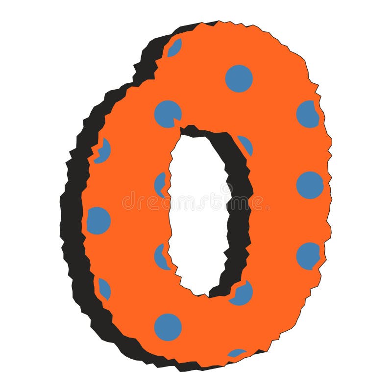 Polka Dot Number Zero with Bold Orange and Blue Design Stock Vector ...