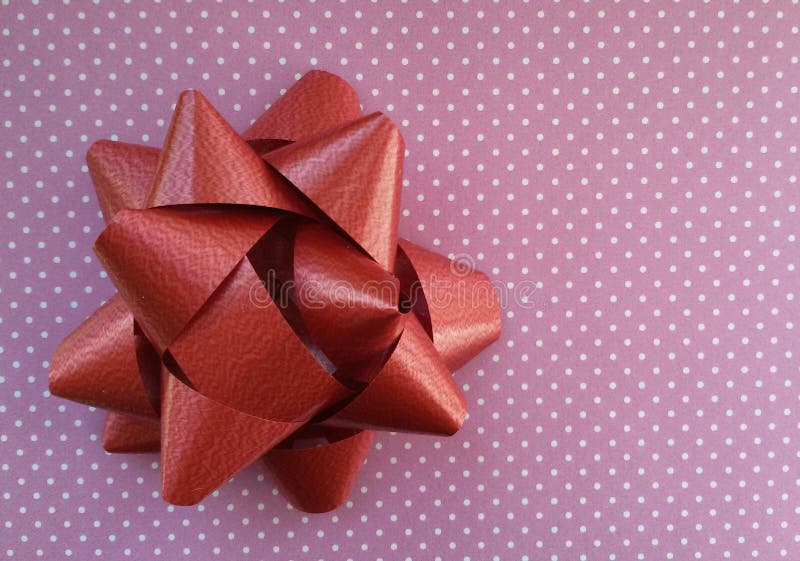 Gift Wrapping Idea. Paper and Bow. Polka Dot Paper. Stock Photo - Image ...