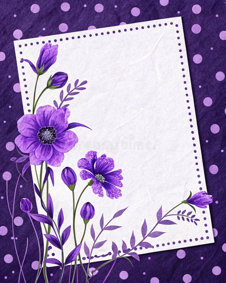 Polka Dot and Pattern Border with Paper Texture and Royal Amethyst ...