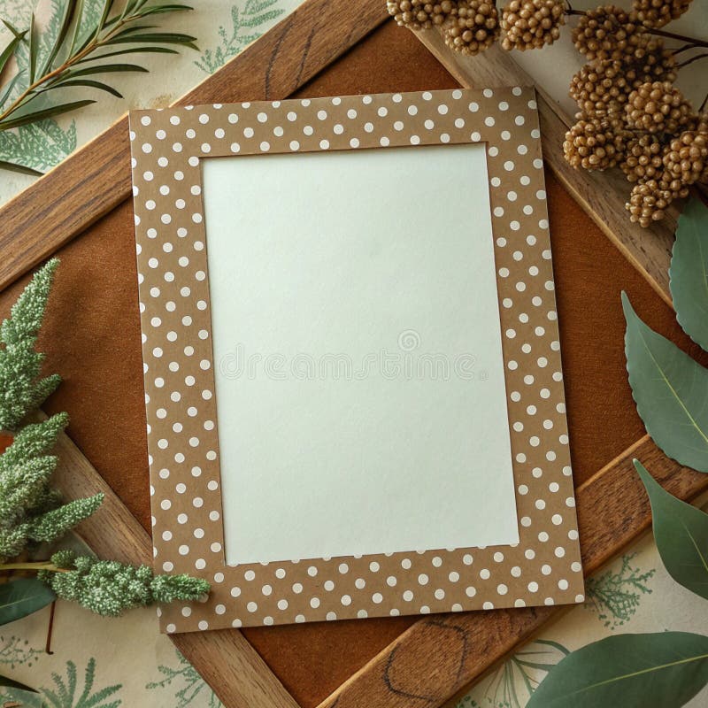Polka Dot and Pattern Border with Paper Texture and Rustic Woods ...