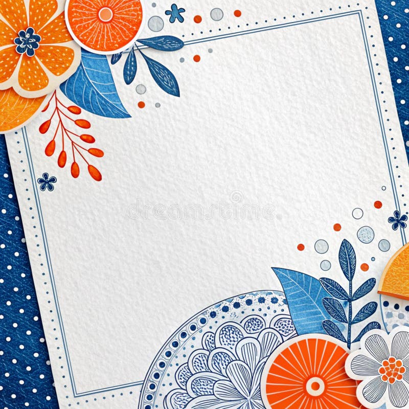 Polka Dot and Pattern Border with Paper Texture and Urban Sunset ...