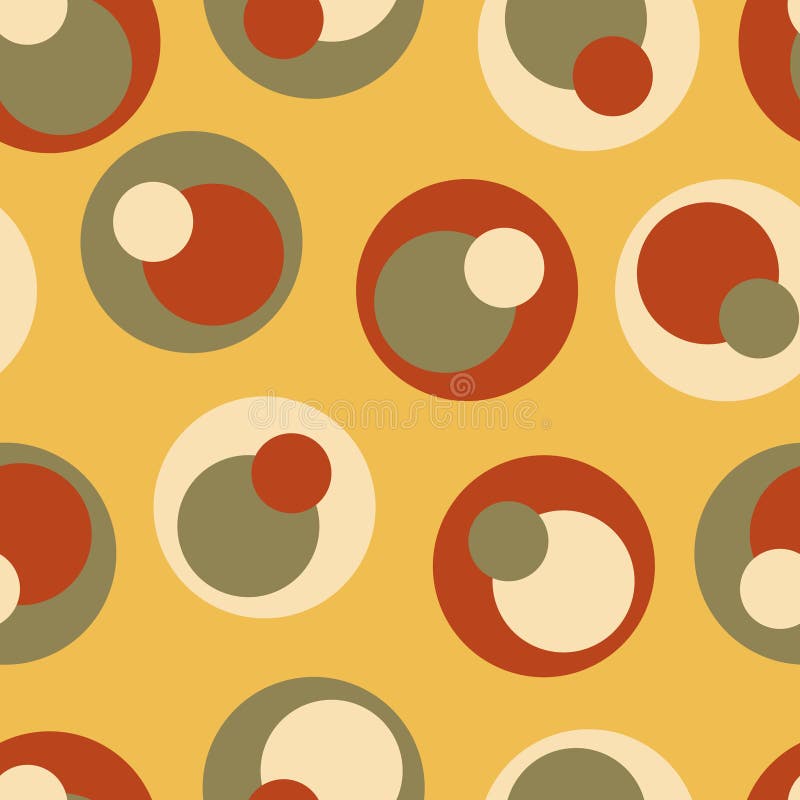 Polka Dot Pattern with Colourful Overlapping Dots on Yellow Background ...