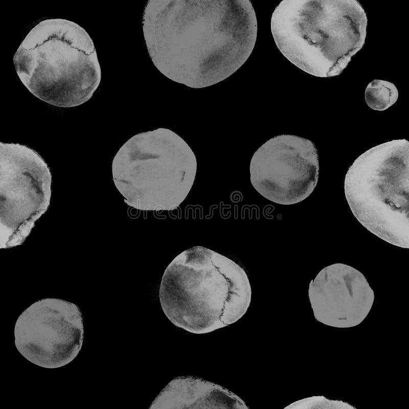Polka Dot Seamless Black and White Watercolor Pattern with Beige ...