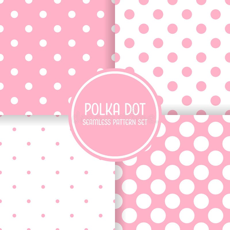 Polka Dot Seamless Pattern Background Set. Pink and White Vector ...