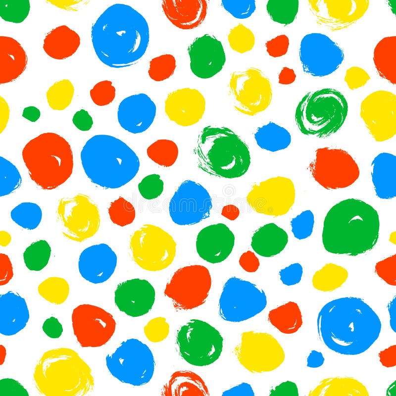 Polka Dot Seamless Pattern Hand Drawn Artistic Ink Circles Stock