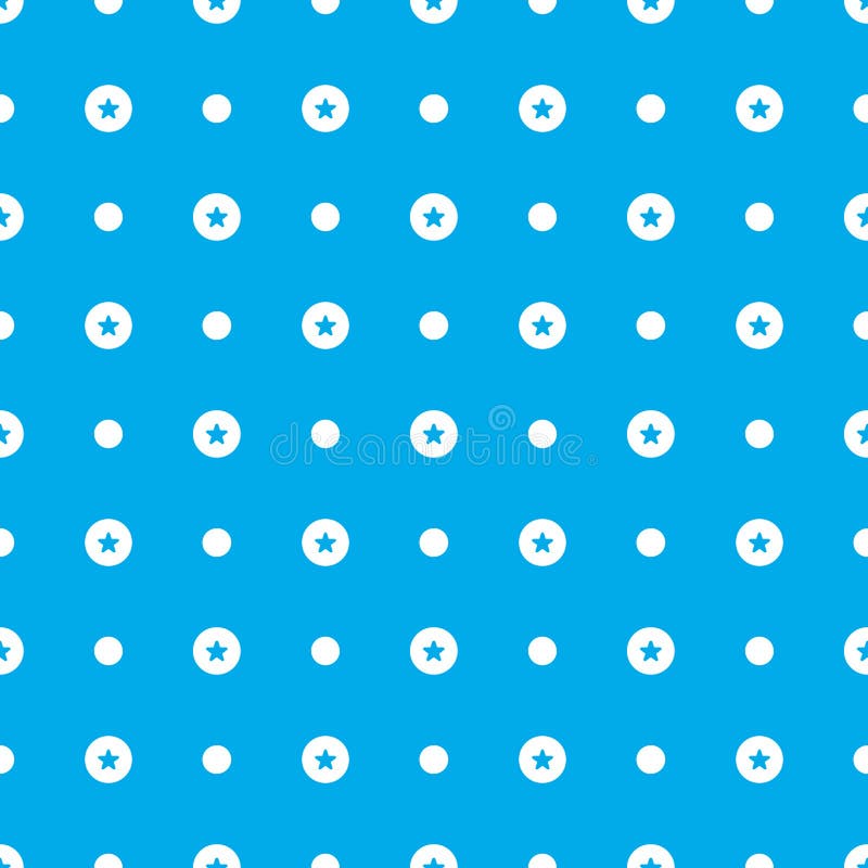 Polka Dot Seamless Pattern, Light Blue Polka Dot with Stars Endless ...