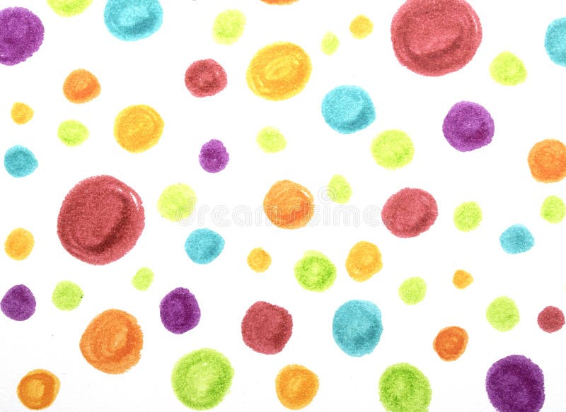 Polka Dot Spotty Circle Spots in Childlike Felt Tip Pen Rainbow ...