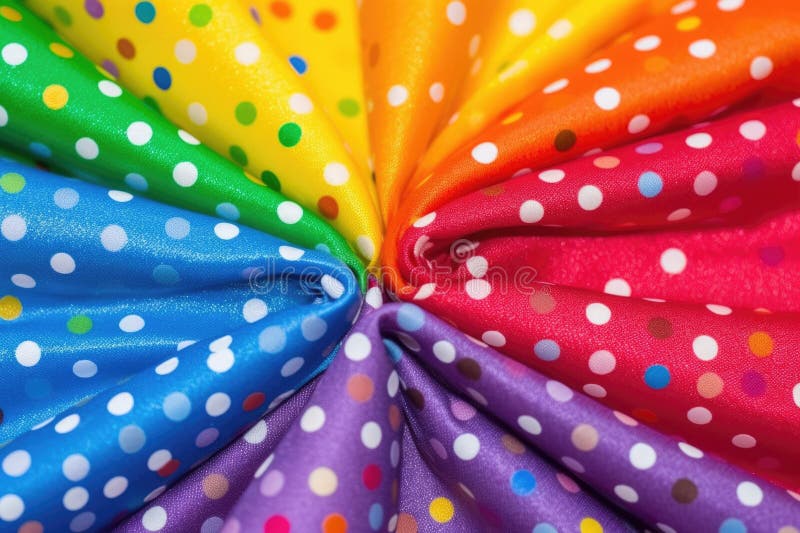 Polka Dot Texture on a Rainbow Colored Fabric Stock Photo - Image of ...