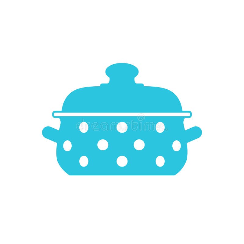 Polka Dot Vintage Cooking Pot Icon. Isolated on White Background Stock ...