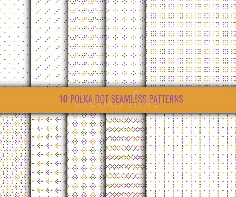 Polka Dots Seamless Pattern. Set of Backgrounds with Small Colored Dots ...