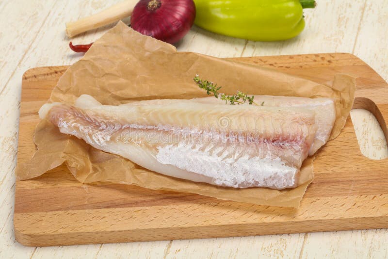 Pollack Fillet Raw Ready for Cooking Stock Photo - Image of salt ...