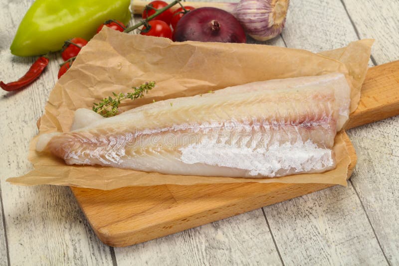 Pollack Fillet Raw Ready for Cooking Stock Image - Image of loin ...