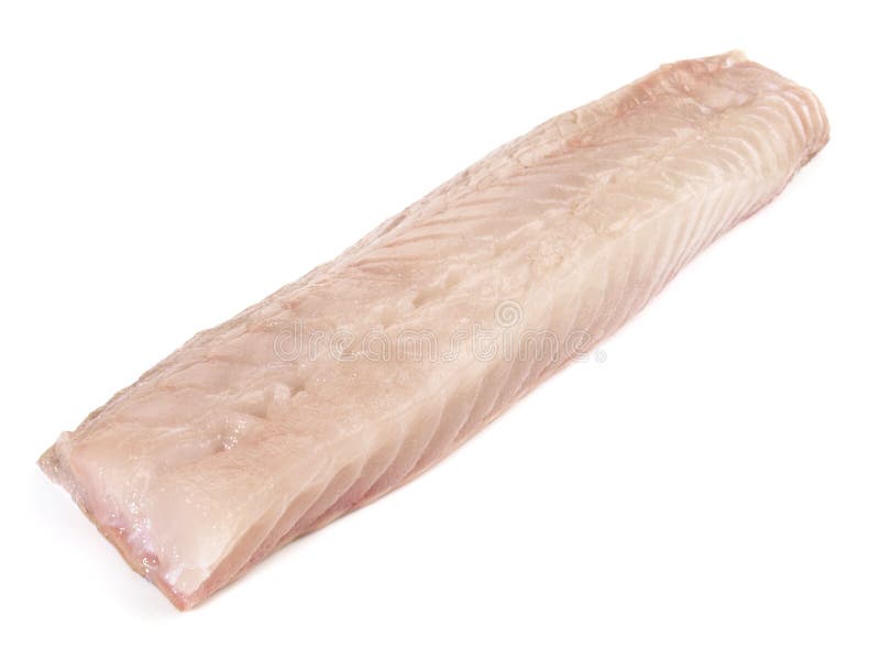 Raw Cod Fish Loin Pieces Isolated on White Background. Boneless White ...