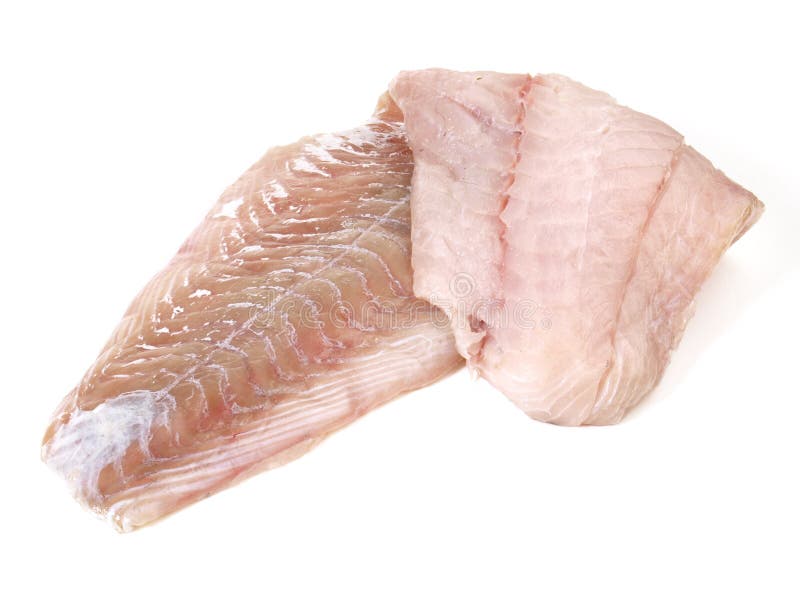 Raw Cod Fish Loin Pieces Isolated on White Background. Boneless White ...