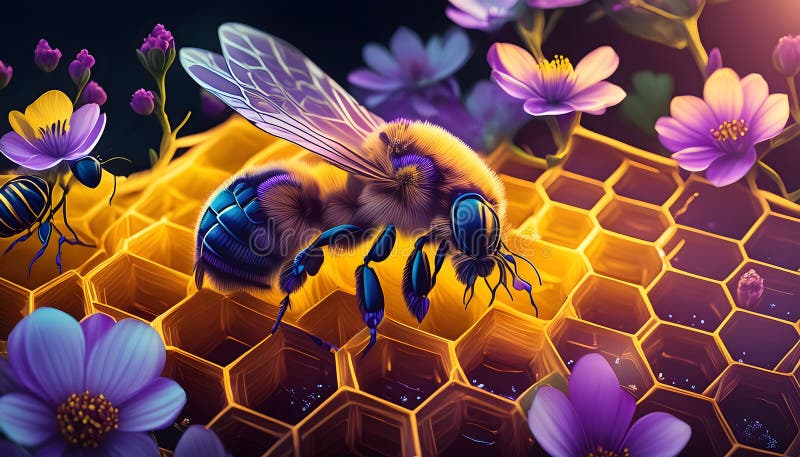 Pollen in Honeycombs, Top View, Macro Image with Selected Focus on ...