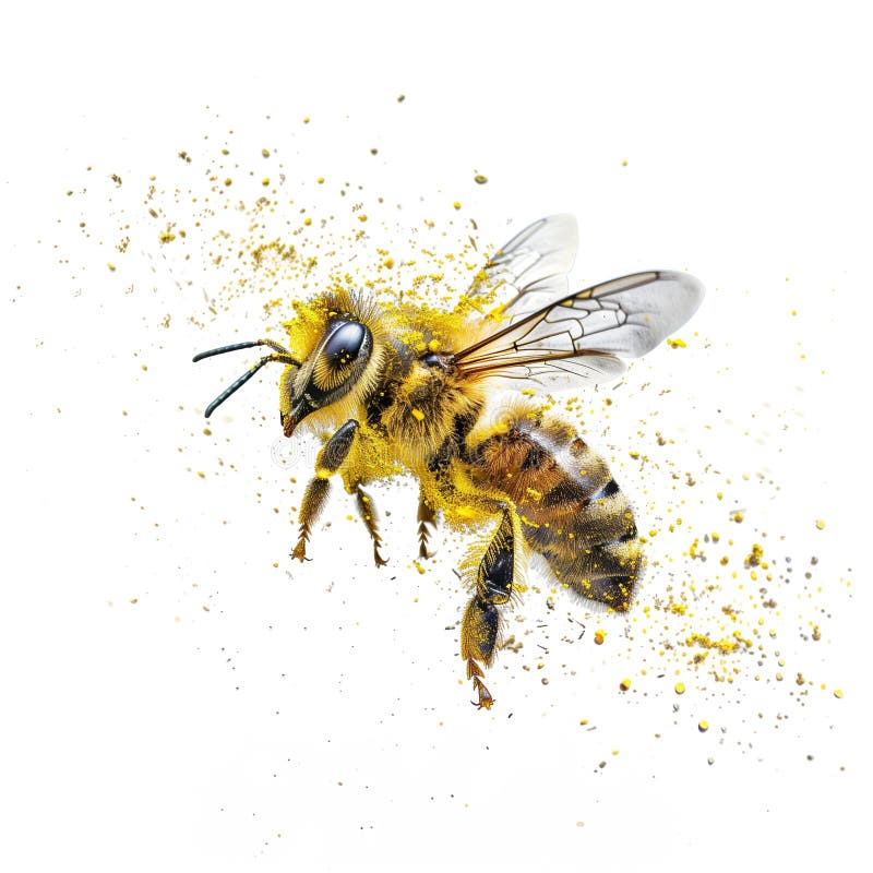 Pollen Paradise, a Bee, Dusted in Sunshine, Dances on the Wind. Stock ...