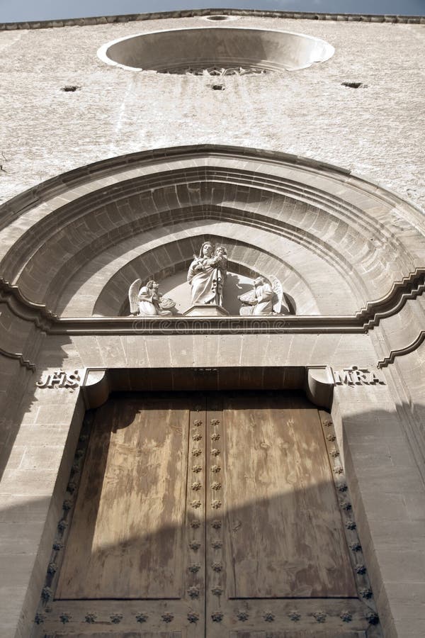 Pollensa Church Facade stock photo. Image of door, concept - 3844304
