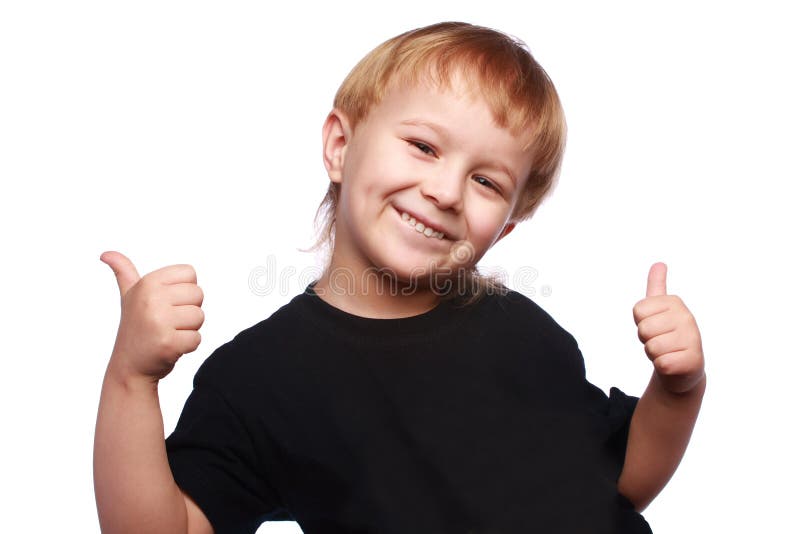 Bambino con pollici in su immagine stock. Immagine di sorriso - 11853653
