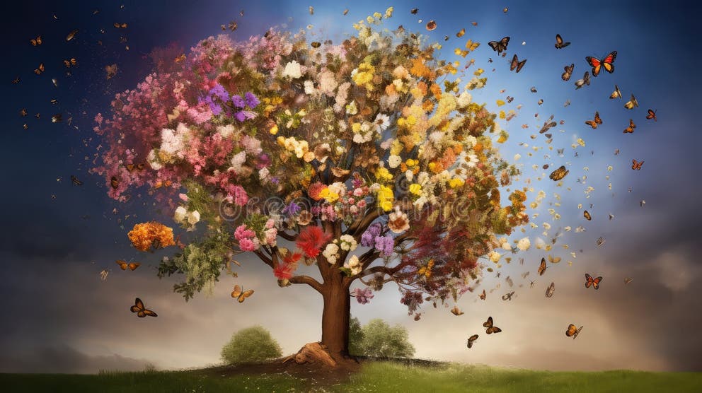 Pollination tree process stock illustration. Illustration of nectar ...