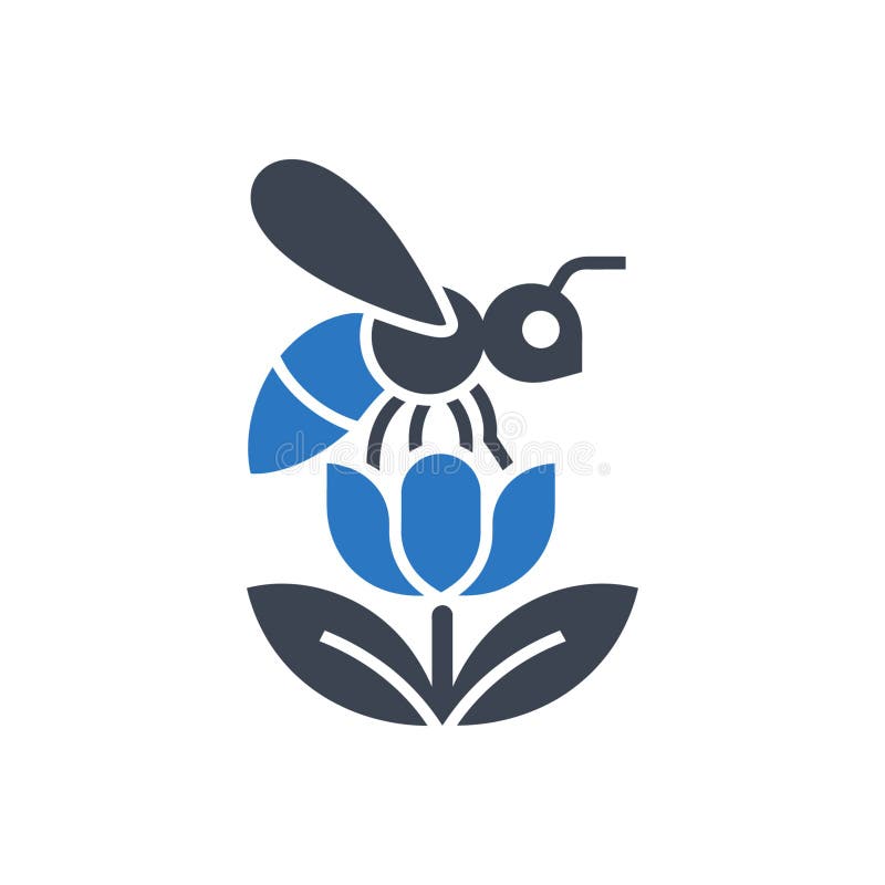 Pollinator Bee Flower Icon stock vector. Illustration of symbol - 384694503