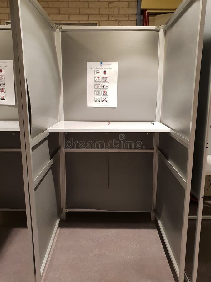 Polling Booth in the Netherlands for Elections with Red Pencil and ...