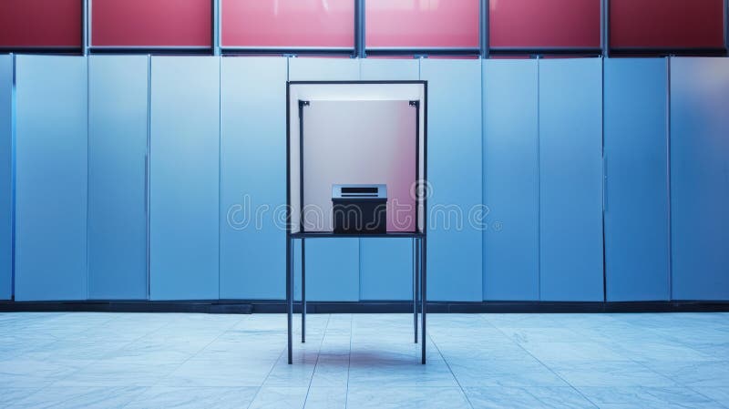 A Polling Booth with a Privacy Screen Stock Illustration - Illustration ...