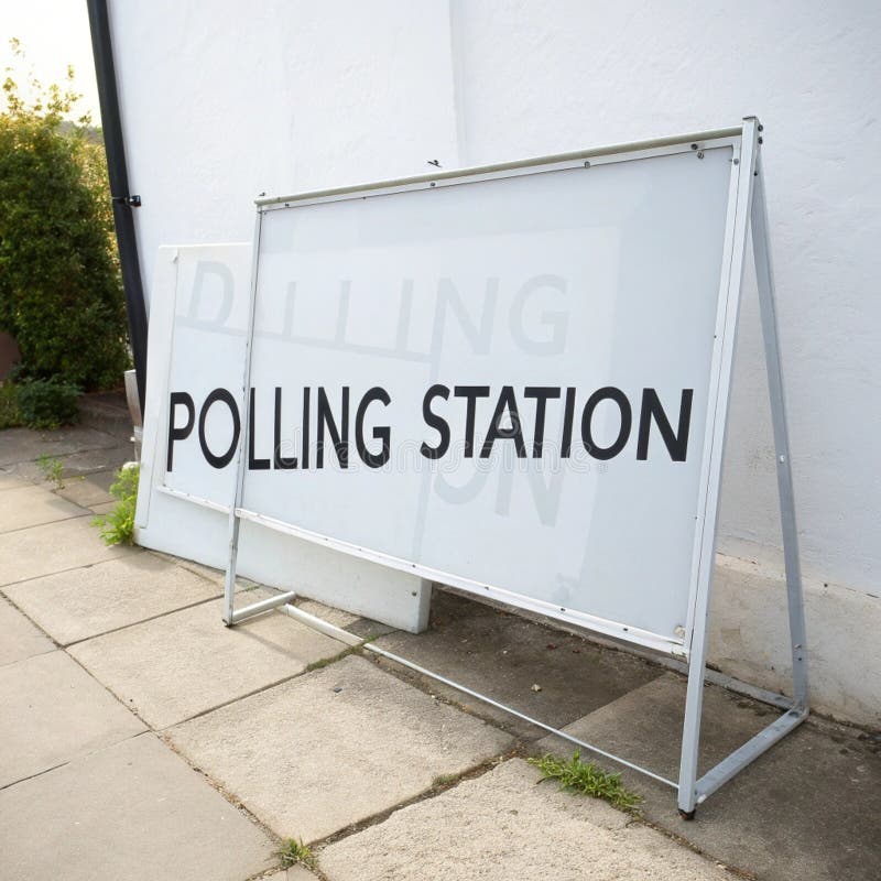 Polling Station Sign Isolated on White Background Stock Illustration ...