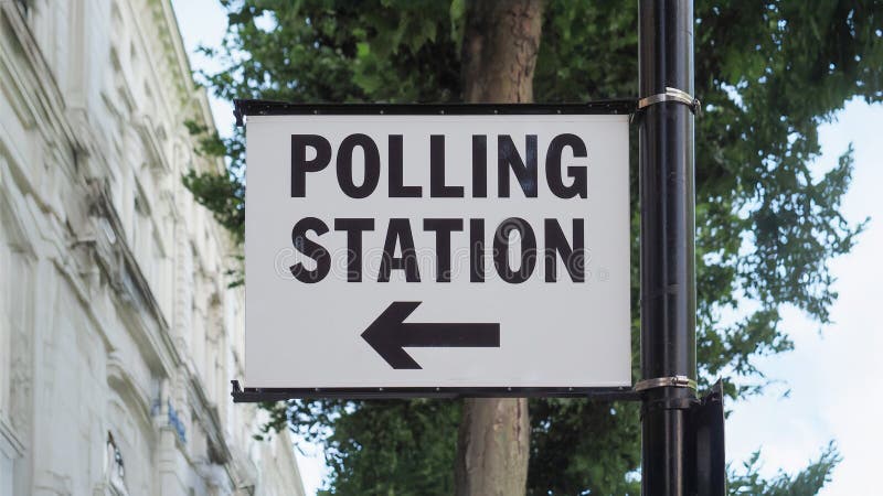 Polling station sign stock image. Image of english, voting - 376882601