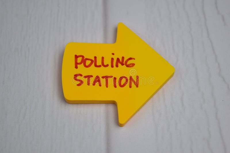 Polling Station Write on Sticky Notes Isolated on Office Desk Stock ...