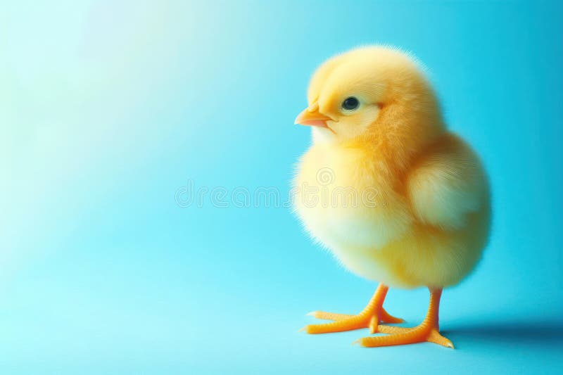 Pollito De Fondo Azul. Lugar Para El Texto. Stock de ilustración ...