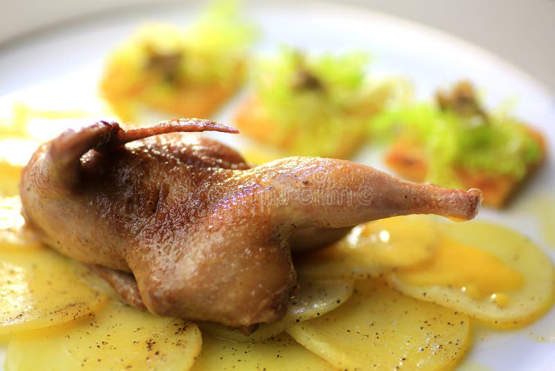 Pollo Asado, Codorniz En Un Disco Foto de archivo - Imagen de plato ...