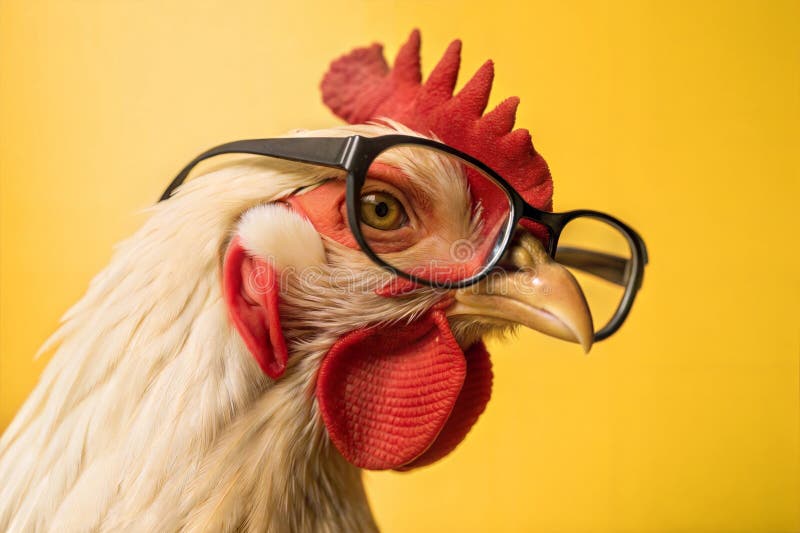 Pollo Gracioso Con Lentes De Color Amarillo Stock de ilustración ...