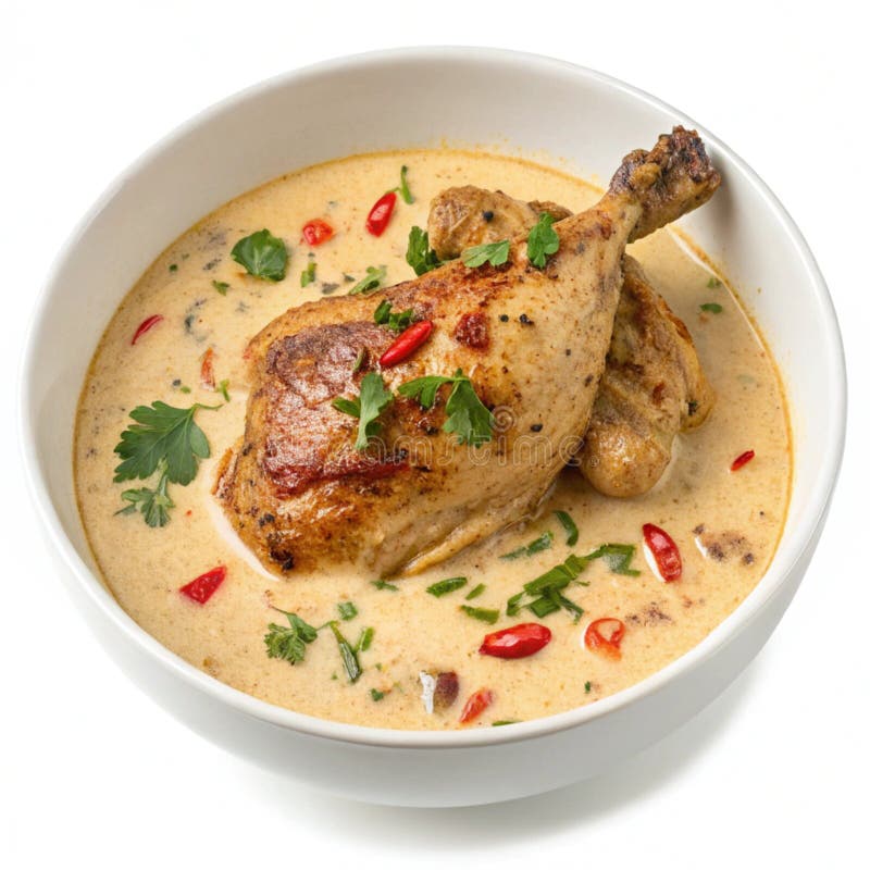Pollo Picante Con Salsa De Coco Aislado Sobre Fondo Transparente Stock ...