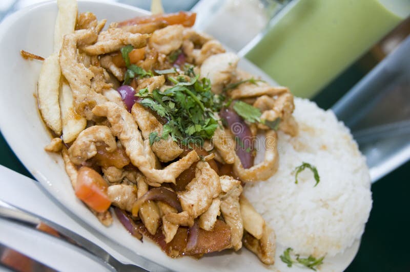 Chicken Pollo Saltado Traditional Peruvian Food Stock Image - Image of ...