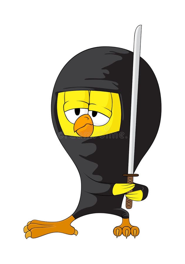 Pollo Del Ninja De La Historieta Con La Espada Ilustración del Vector ...