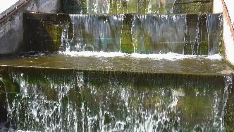 Polluted Artificial Waterfall in the Park Stock Video - Video of empty ...