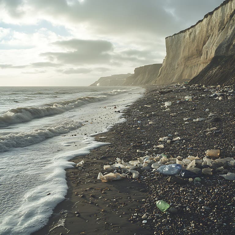 Polluted Beach Overflowing with Plastic Waste Stock Photo - Image of ...