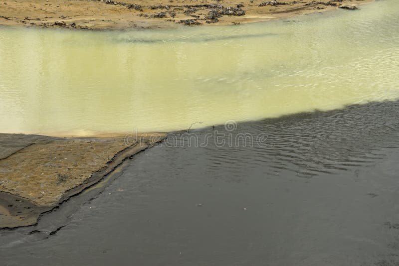 Polluted Black and Yellow Green Rivers Stock Image - Image of flotation ...