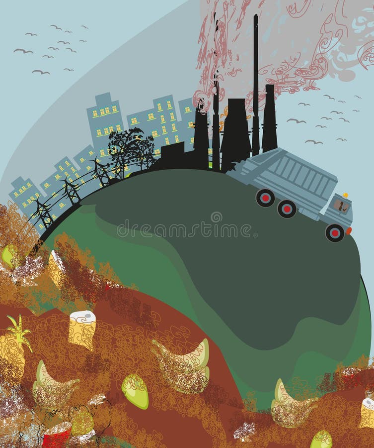 Polluted cities stock vector. Illustration of garbage - 74910128