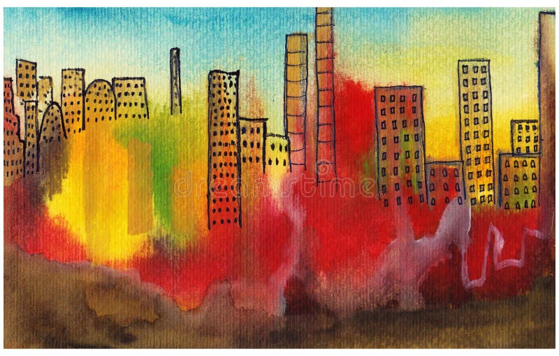 Polluted city stock illustration. Illustration of ecology - 51918859