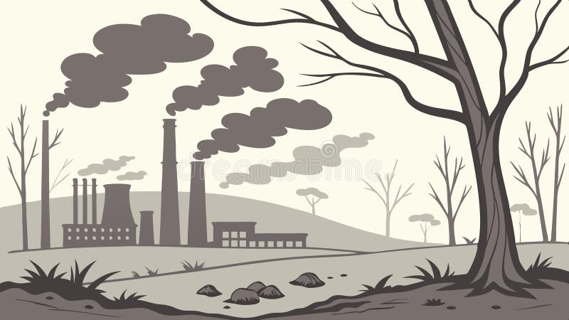Polluted Factory Landscape, Environmental Concern Vector Design ...