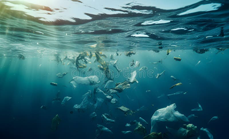 Polluted Ocean. Ecologyical Issues Caused by Humanity Stock Photo ...