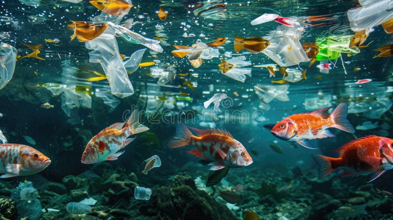 Polluted Ocean. Garbage and Waste. Animals Suffer from Pollution ...