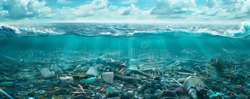 A Polluted Ocean with Large Patches of Floating Debris and a Distant ...