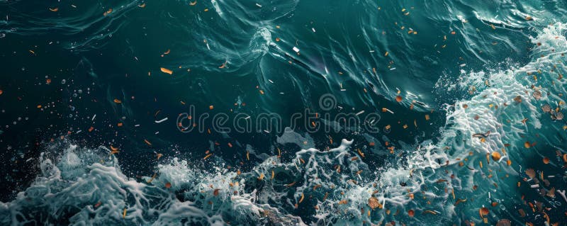 A Polluted Ocean with Oil Slicks and Plastic Waste Floating on the ...