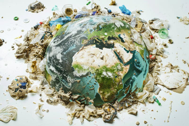 A Polluted Planet with Waste and Debris Covering Its Surface Stock ...