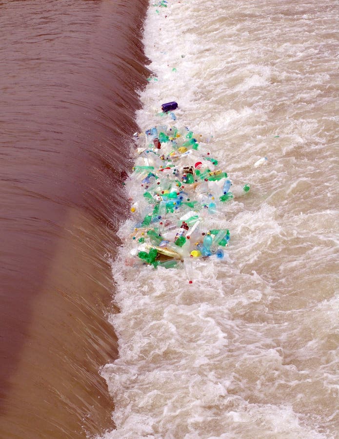 Polution with Plastic Waste on a River Stock Photo - Image of full ...