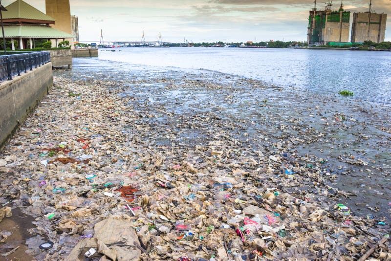 Polluted River Full of Garbage Stock Photo - Image of nature, liquid ...