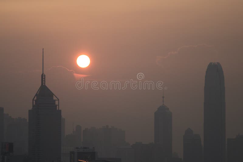 Polluted Sunset in Metropolis Stock Photo - Image of layers, dioxide ...