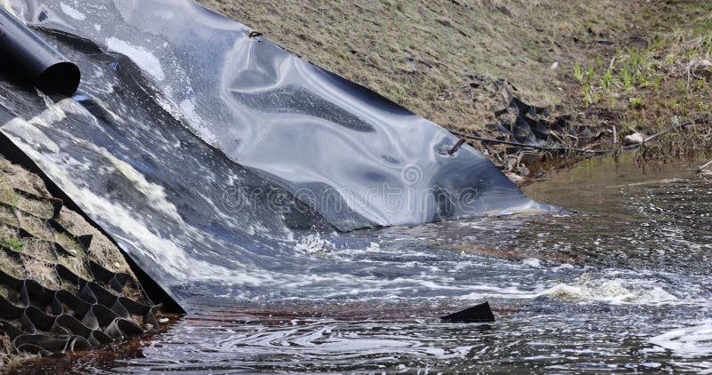 Polluted Water Drains into the Ocean. Save the Environment Stock Video ...